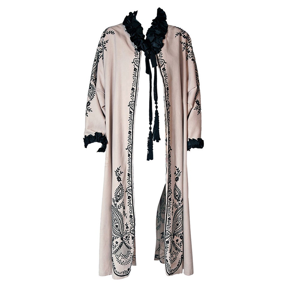 1910's Edwardian Actress Owned Ivory-Creme Embroidered Wool Opera Coat ...
