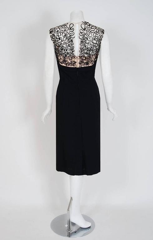 1950's Peggy Hunt Black Silk Embroidered Illusion Shelf-Bust Cocktail ...
