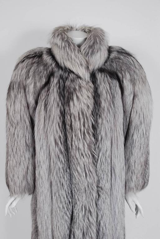 1971 Yves Saint Laurent Couture Dramatic Silver-Fox Fur Chubby Coat ...