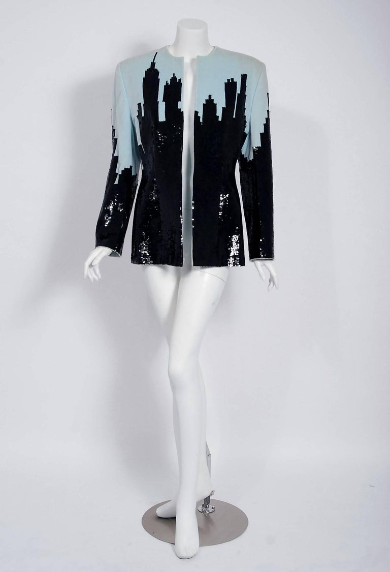 1990 Marc Jacobs for Perry Ellis Cityscape Sequin Embroidered Velvet ...