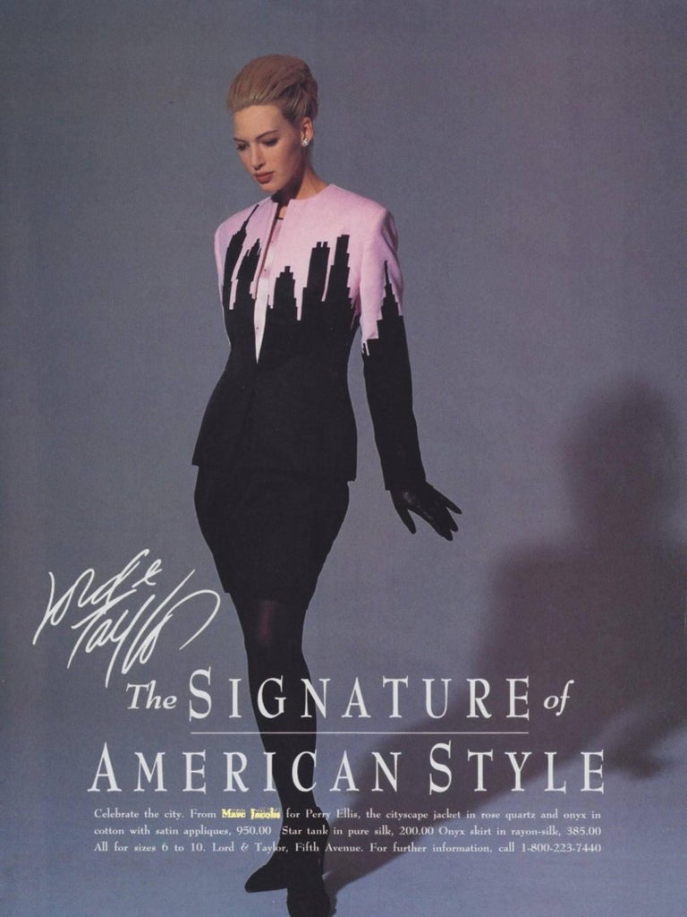 1990 Marc Jacobs for Perry Ellis Cityscape Sequin Embroidered Velvet ...