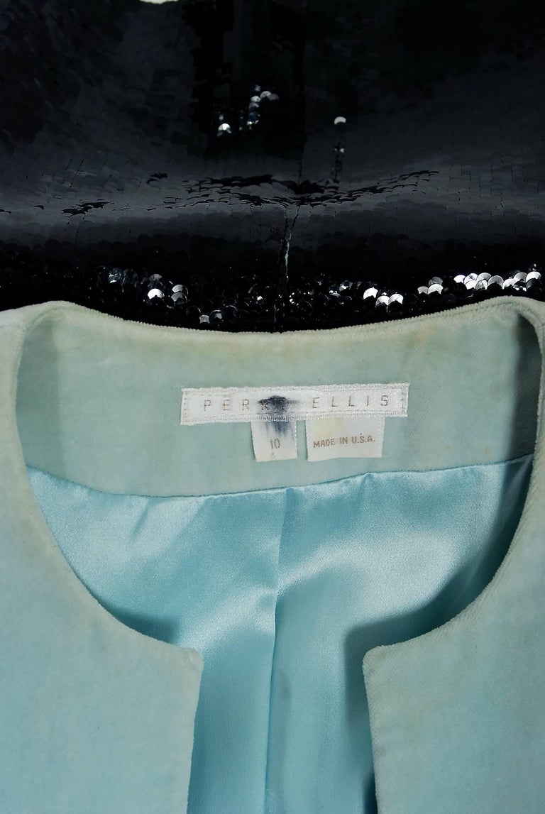 1990 Marc Jacobs for Perry Ellis Cityscape Sequin Embroidered Velvet ...