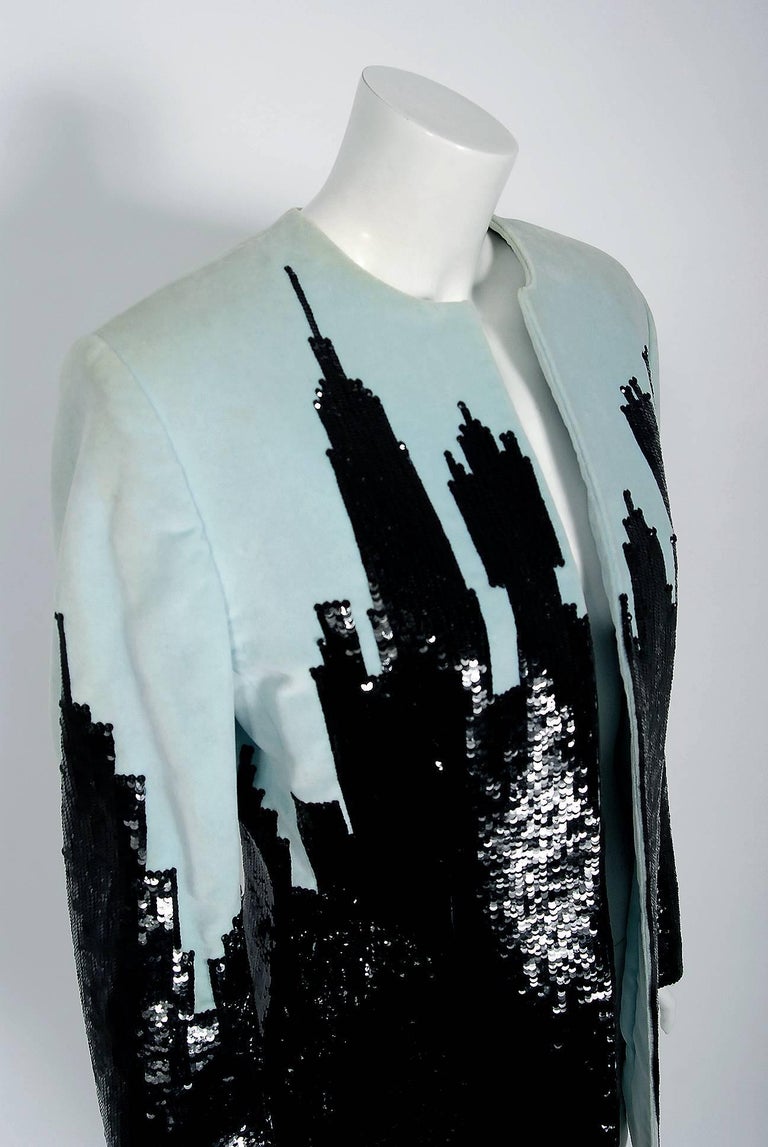 1990 Marc Jacobs for Perry Ellis Cityscape Sequin Embroidered Velvet ...