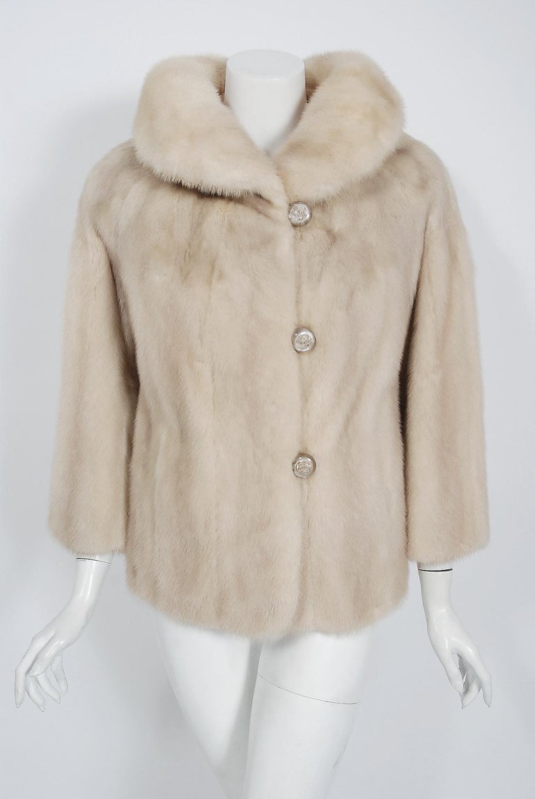 1960's Adrian Thal Couture Creme Mink-Fur Portrait Collar Cropped ...