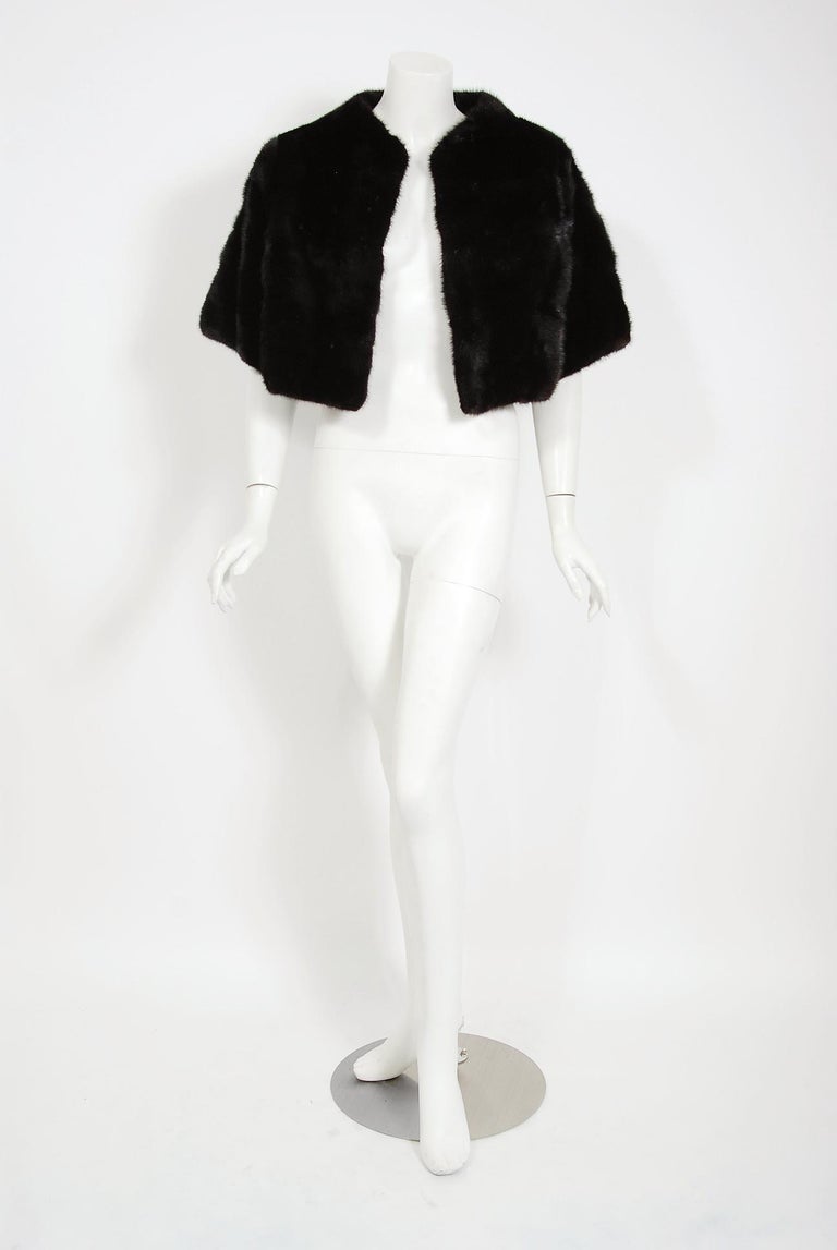Vintage 1960's Revillon Paris Couture Black Diamond Mink Fur Bolero ...