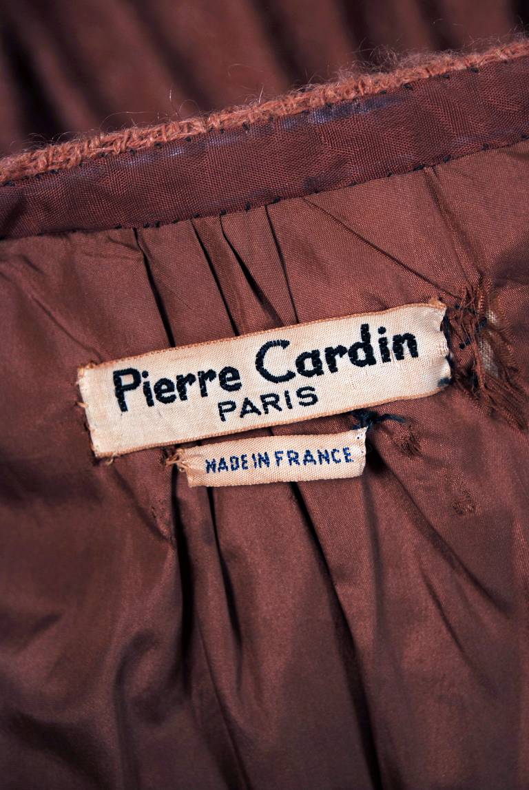 1958 Pierre Cardin Haute-Couture Documented Butterscotch Pleated Wool ...
