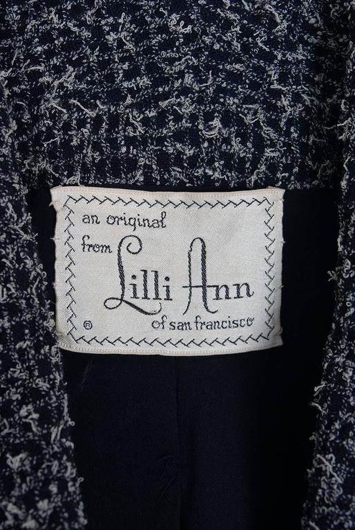 1940's Lilli-Ann Black White Wool and Velvet Peplum Corset-Back ...