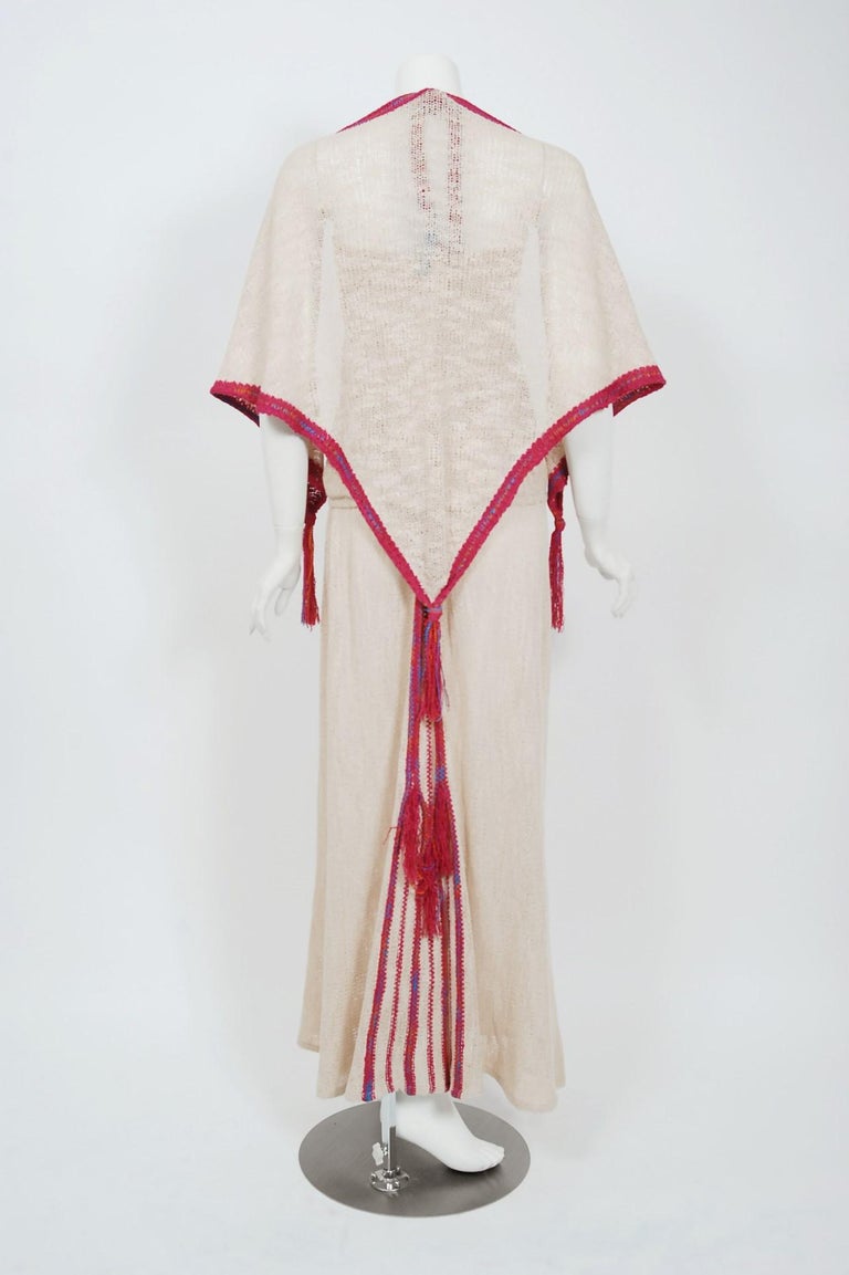 Vintage 1970 Mary Farrin London Beige Raspberry Hand Knit Halter Four ...