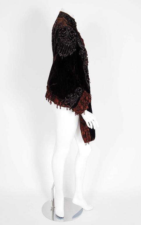 1880's Victorian Antique Couture Beaded Fringe Rust-Velvet Gothic ...