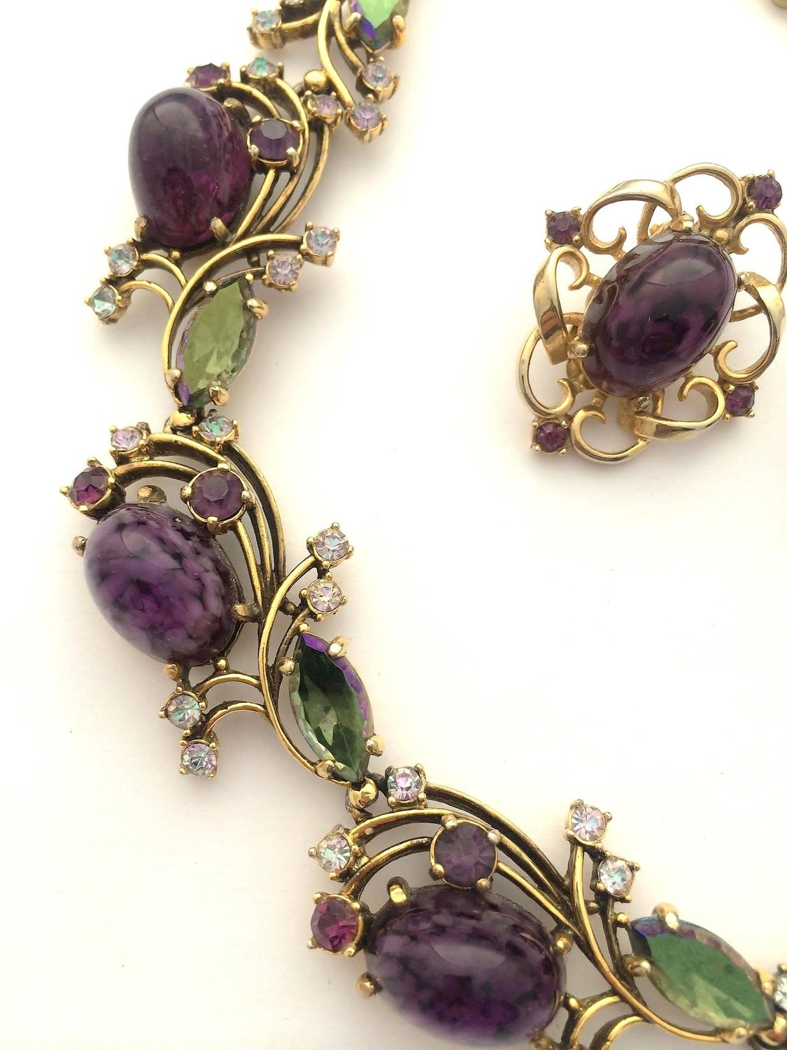 Elegant necklace, with matching earrings by Elsa Schiaparelli, 1950s ...