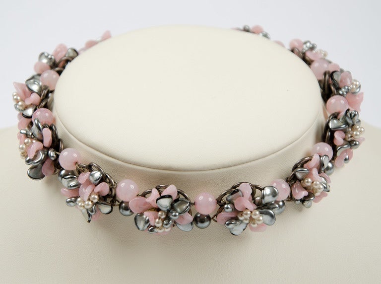 Rousselet glass and paste pearl parure, 1950s at 1stDibs