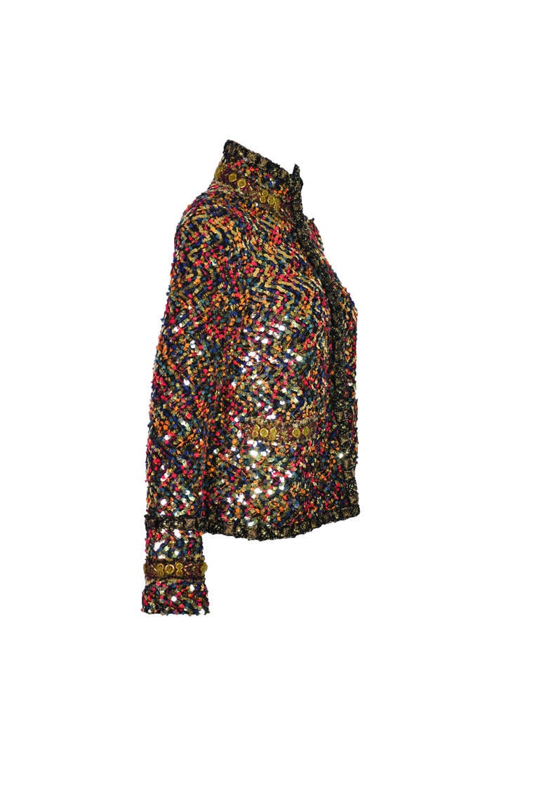 Chanel Paris-Bombay Multi-color sequined Tweed Jacket FR36 at 1stDibs