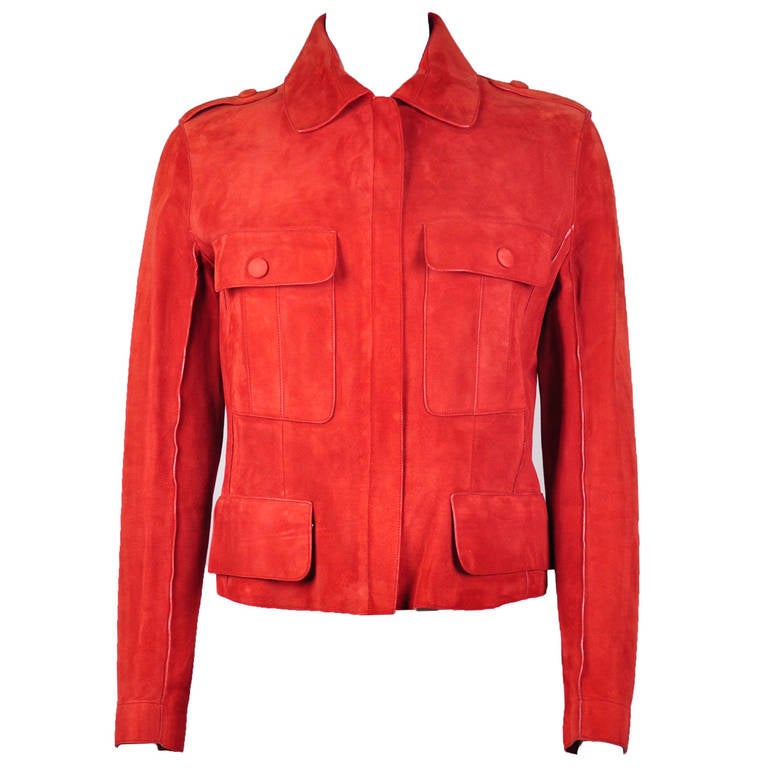Hermes Burnt Orange Suede Leather Jacket at 1stDibs