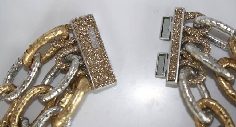 KMO Paris Gold and Silver Leather Multi Strand Link Necklace at 1stDibs ...