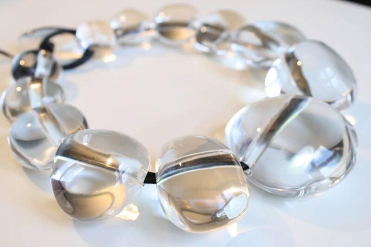 Monies Clear Acrylic Bead Necklace at 1stdibs