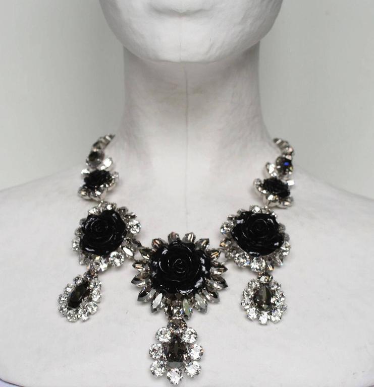 Philippe Ferrandis Swarovski Crystal and Black Resin Rose Necklace For ...