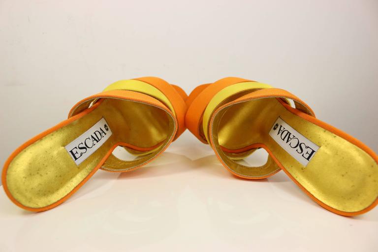 Escada Bi Tones Orange and Yellow Straps Sandals Heels For Sale at ...