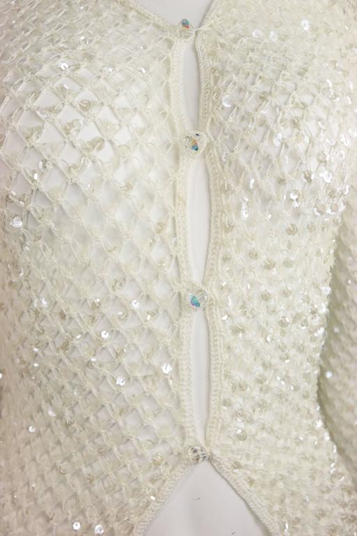 Dice Kayek White Sequin Mesh Net Cardigan For Sale at 1stDibs | white ...