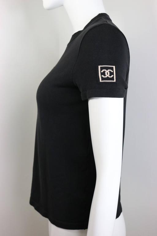 Chanel Black "CC" Logo Short Sleeve Crew Neck Top at 1stDibs