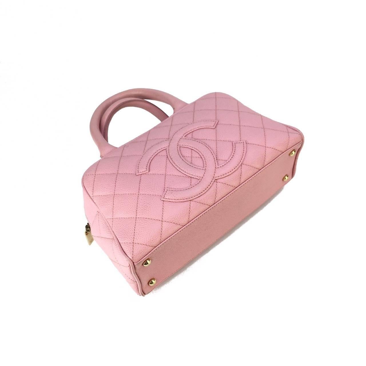 Chanel Pink Quilted Caviar Bowler Bag at 1stDibs | chanel pink bowling ...