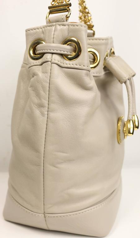 Gianni Versace Medusa Light Grey Leather Drawstring Mini Bucket Handbag ...