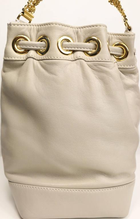 Gianni Versace Medusa Light Grey Leather Drawstring Mini Bucket Handbag ...