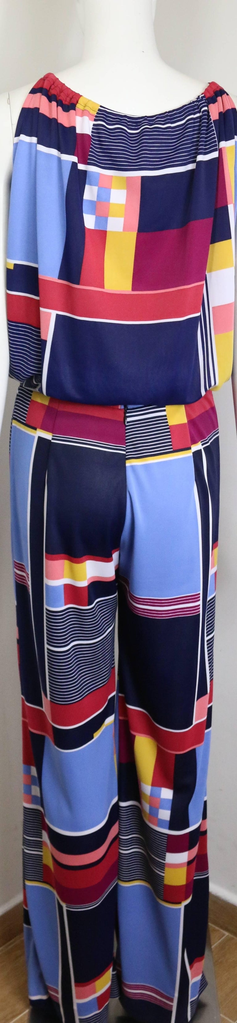 Clements Ribeiro Multi Colour Retro Patterns Blouse and Pants Ensemble ...