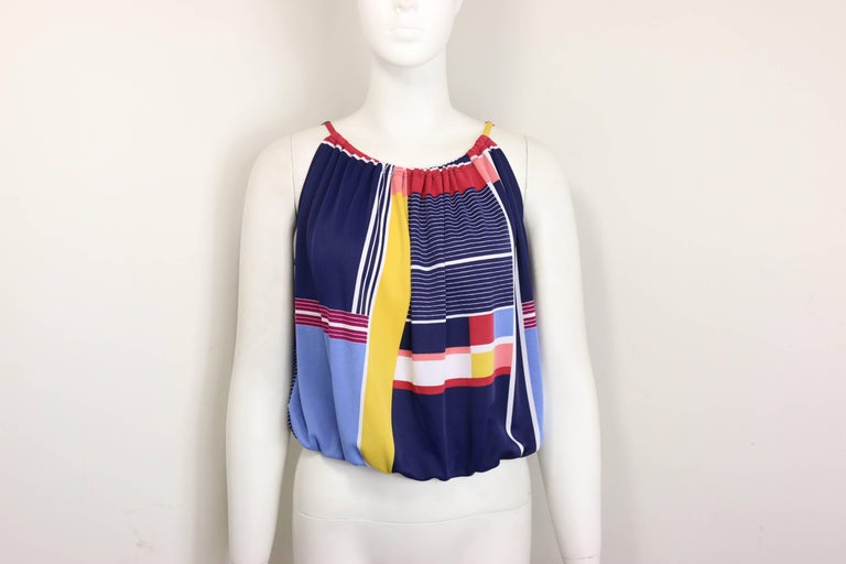 Clements Ribeiro Multi Colour Retro Patterns Blouse and Pants Ensemble ...