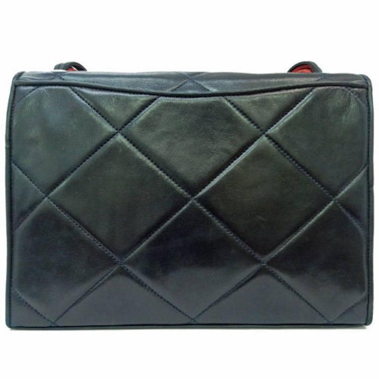 Chanel Red and Navy Quilted Lambskin with Triangle Flap Shoulder Bag at ...