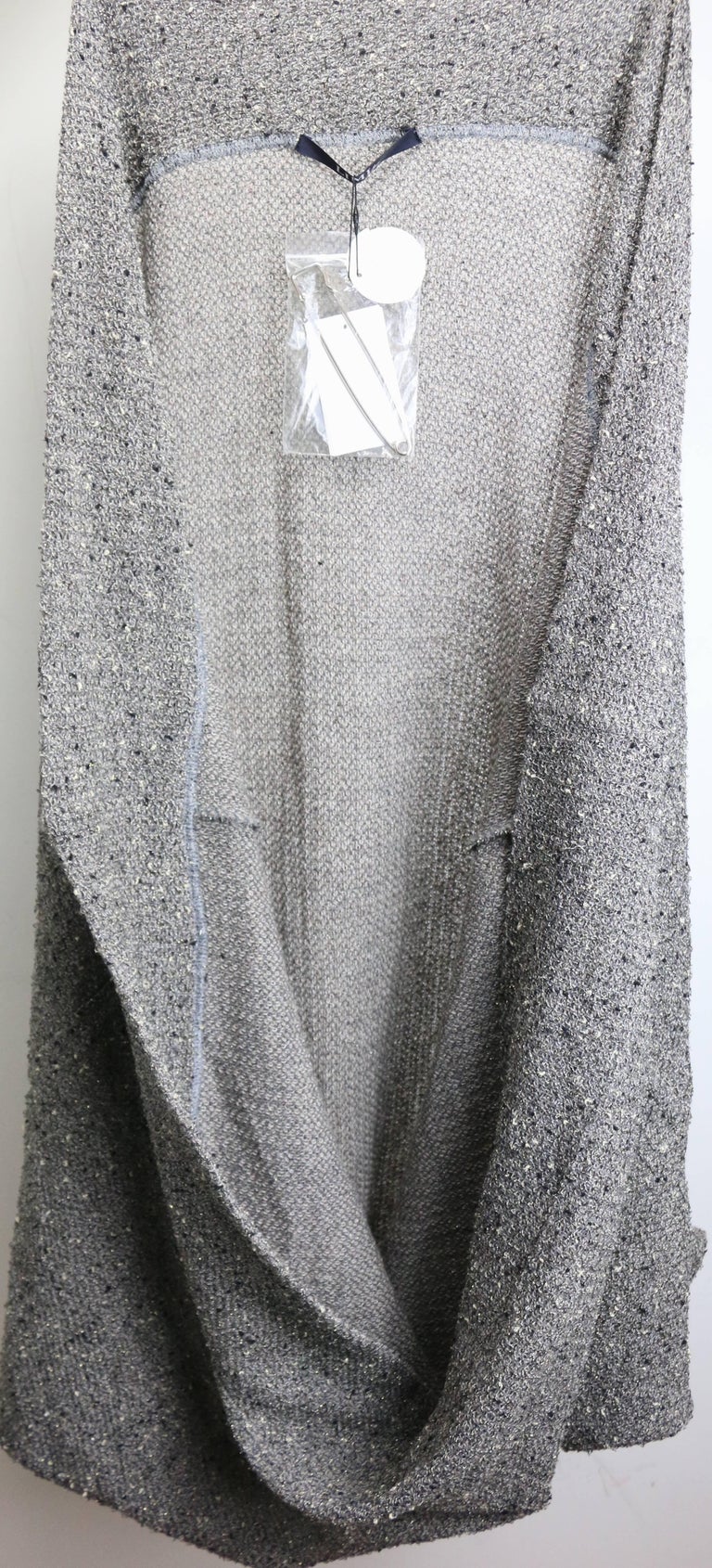 Limi Feu Grey Knitted Wool Bolero Cardigan with Silver Pin For Sale at ...