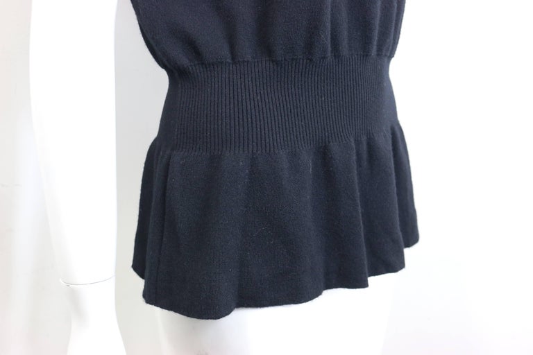 Chanel Black Wool Short Sleeves Top For Sale at 1stDibs