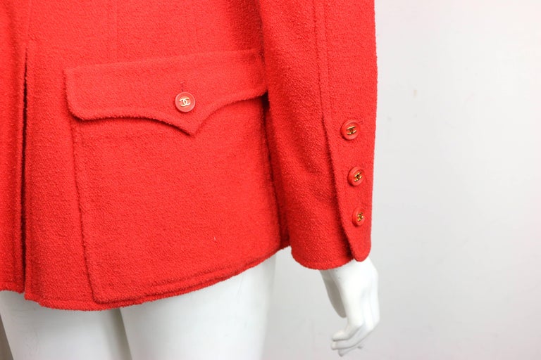 Chanel Red Wool Jacket For Sale at 1stDibs | chanel red jacket, red ...