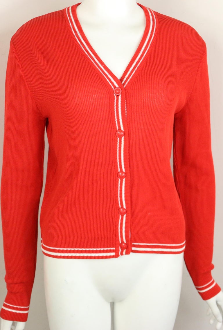 Gianni Versace Couture Red and White Knitted Sleeveless Top and ...