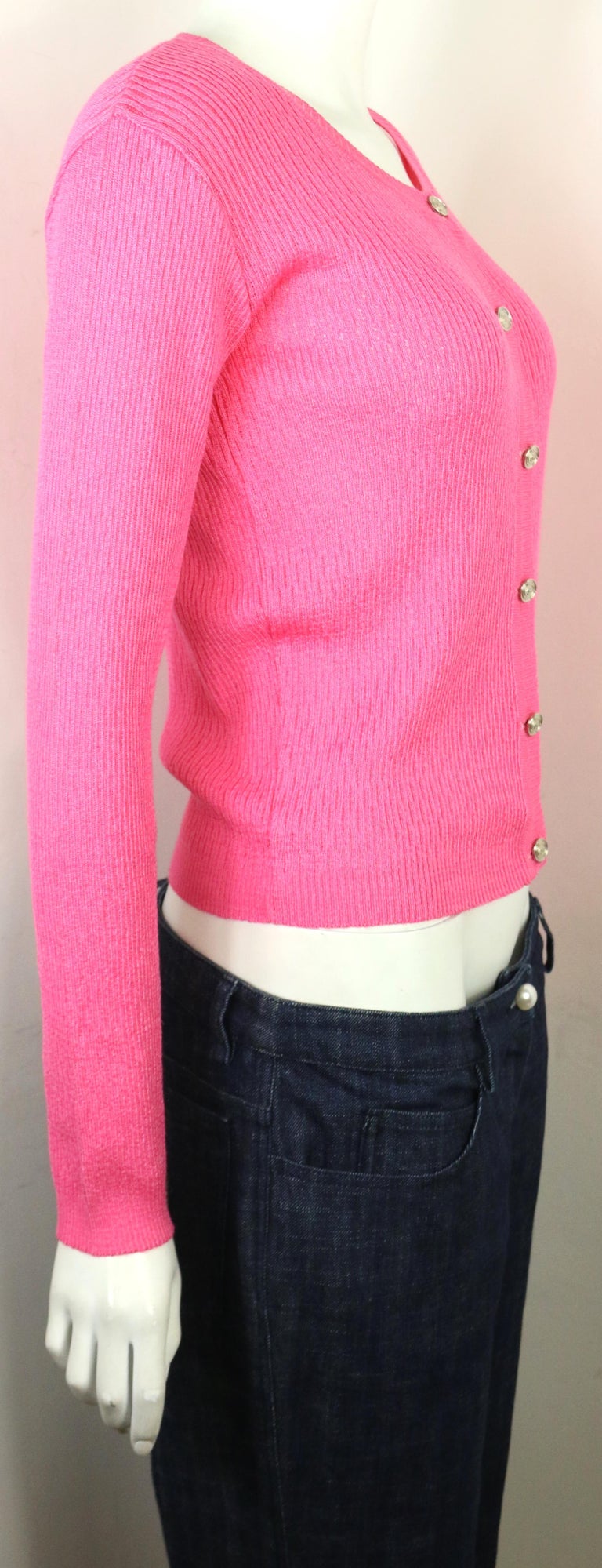 Gianni Versace Jeans Couture Pink Knitted Cardigan For Sale at 1stDibs