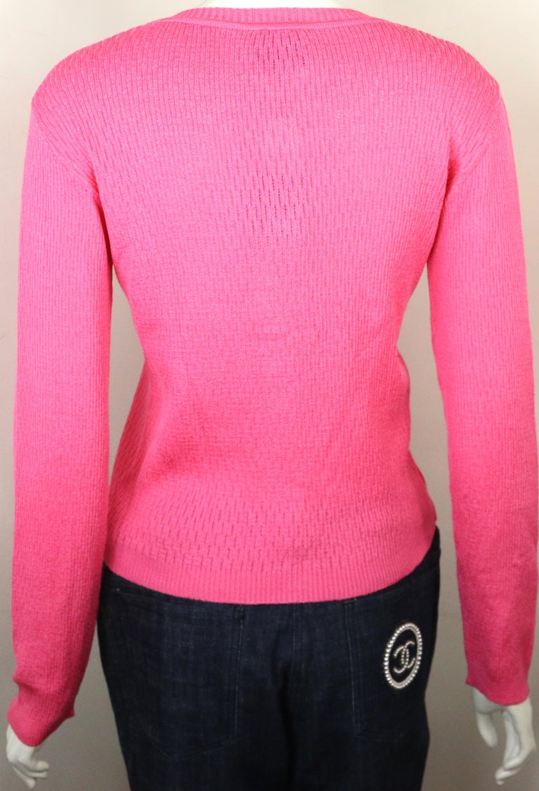 Gianni Versace Jeans Couture Pink Knitted Cardigan For Sale at 1stDibs