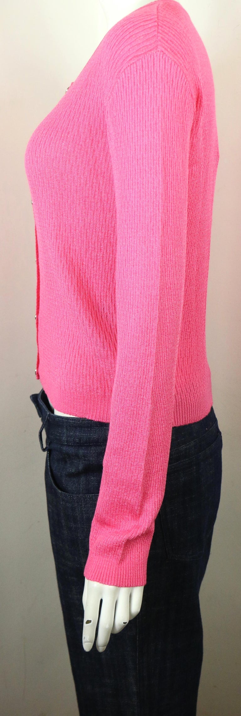 Gianni Versace Jeans Couture Pink Knitted Cardigan For Sale at 1stDibs