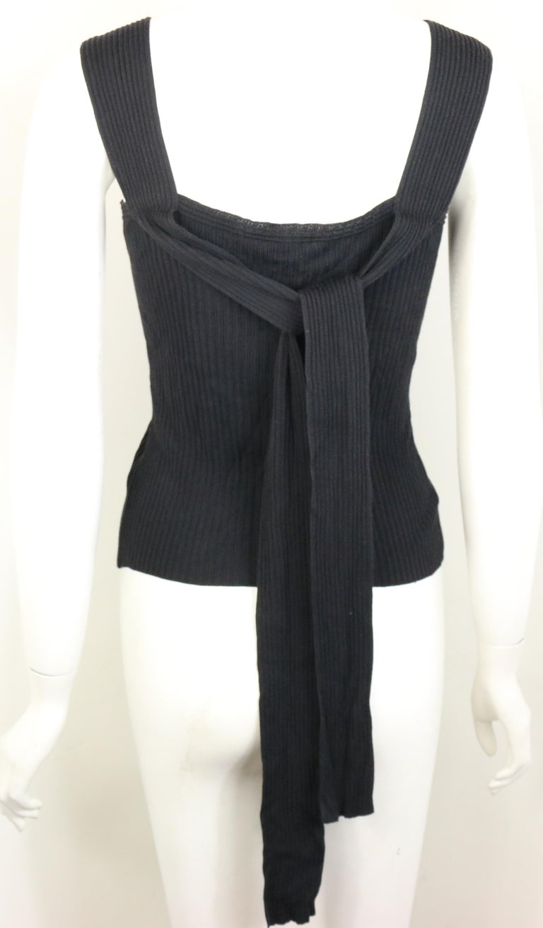 Chanel Black Knitted Cotton and Rayon Sleeveless Top For Sale at 1stDibs