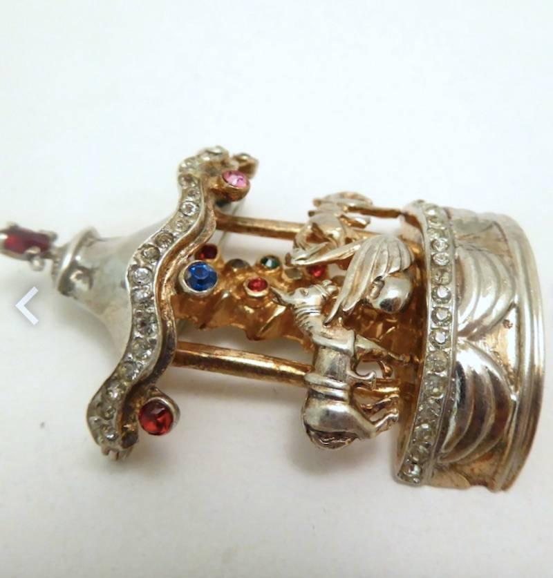 Vintage 1940’s 3-Dimensional Carousel Signed Garman Sterling Silver Pin ...