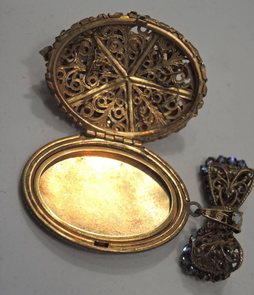 Vintage Rare 1950s Miriam Haskell Locket Brooch Pin at 1stDibs | locket ...