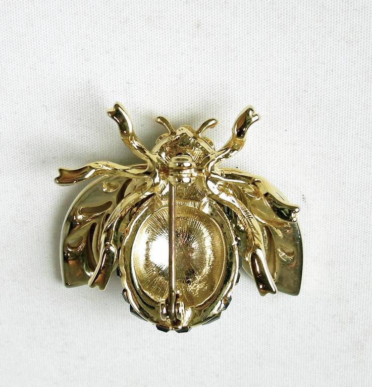 Vibrant Faux Sapphire Rhinestone Bee Brooch at 1stDibs