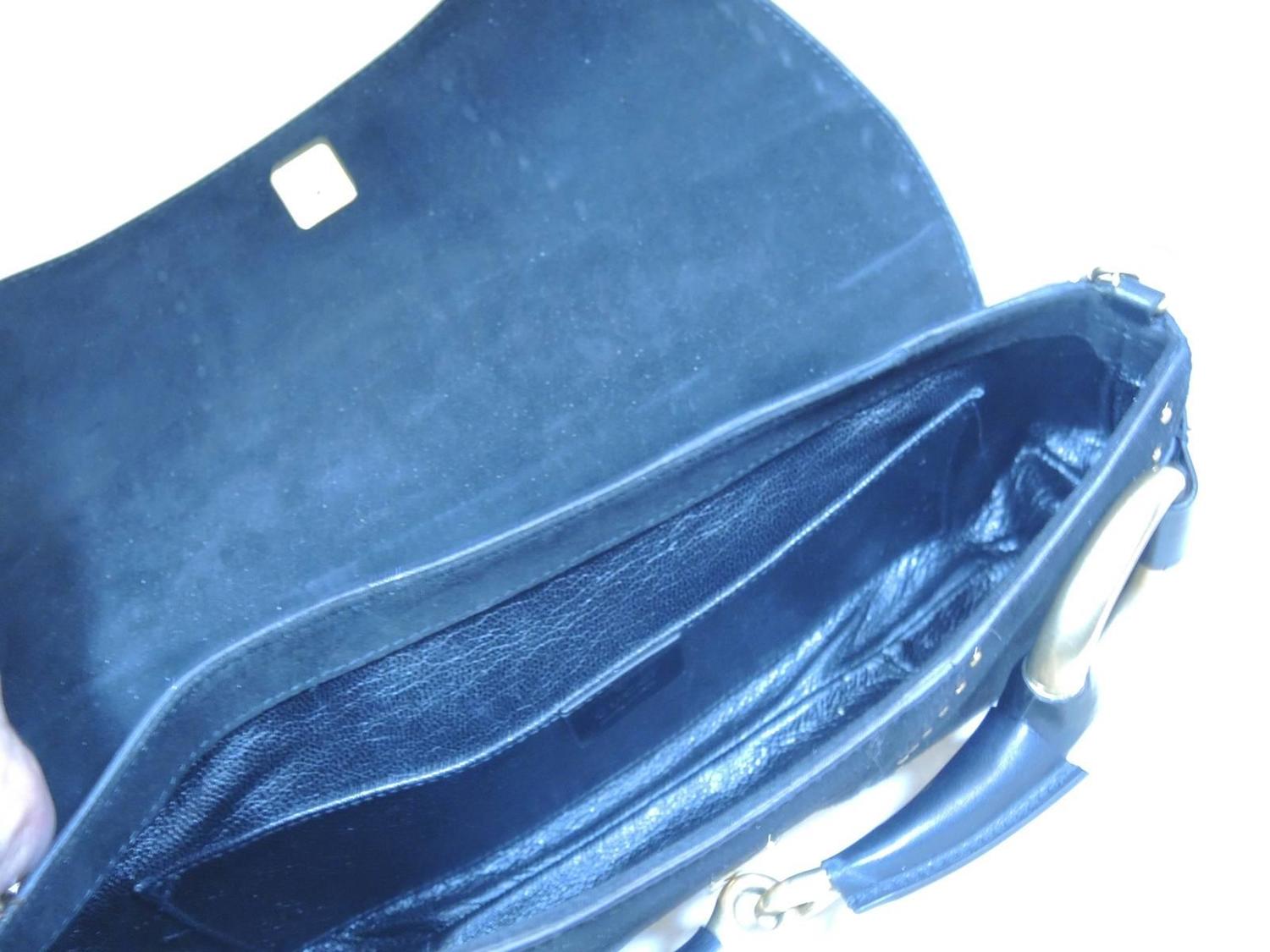 Authentic Vintage Couture Gucci Controllato Black Suede Handbag at 1stdibs