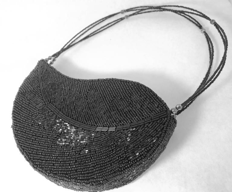 Beautiful Bugle Bead Leaf Hand Bag For Sale at 1stDibs
