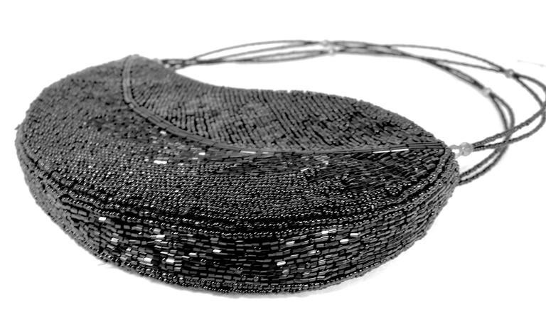 Beautiful Bugle Bead Leaf Hand Bag For Sale at 1stDibs