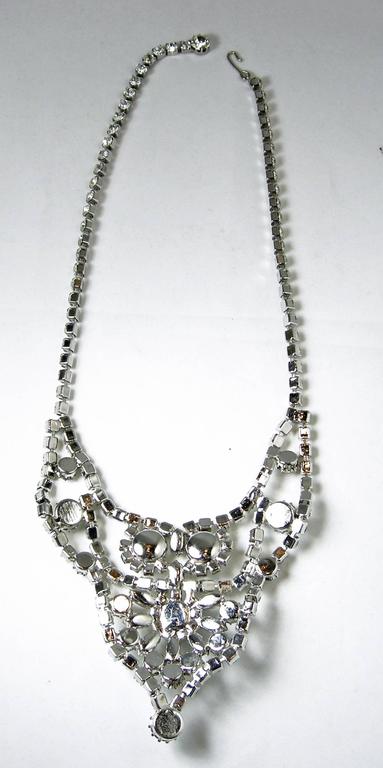 Gorgeous Vintage Rhinestone Bib Necklace at 1stDibs