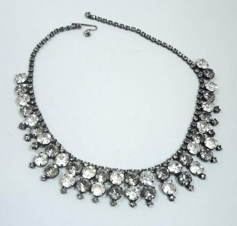 Vintage 1950s Signed Kramer Rhinestone Necklace at 1stDibs