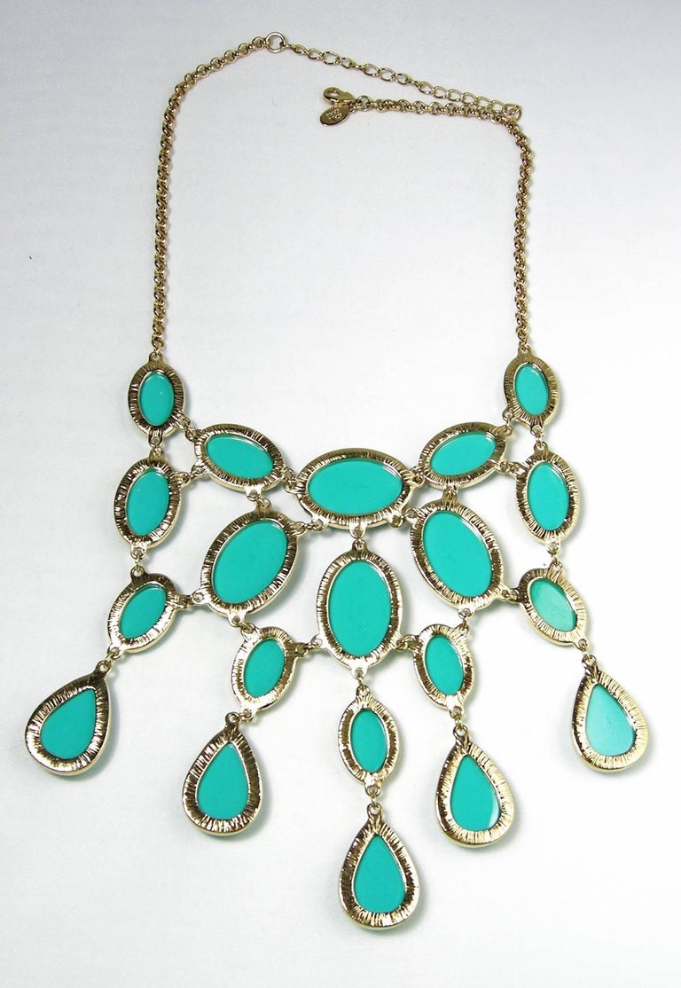 Kenneth Jay Lane Faux Turquoise Bib Necklace For Sale at 1stDibs | lane bib