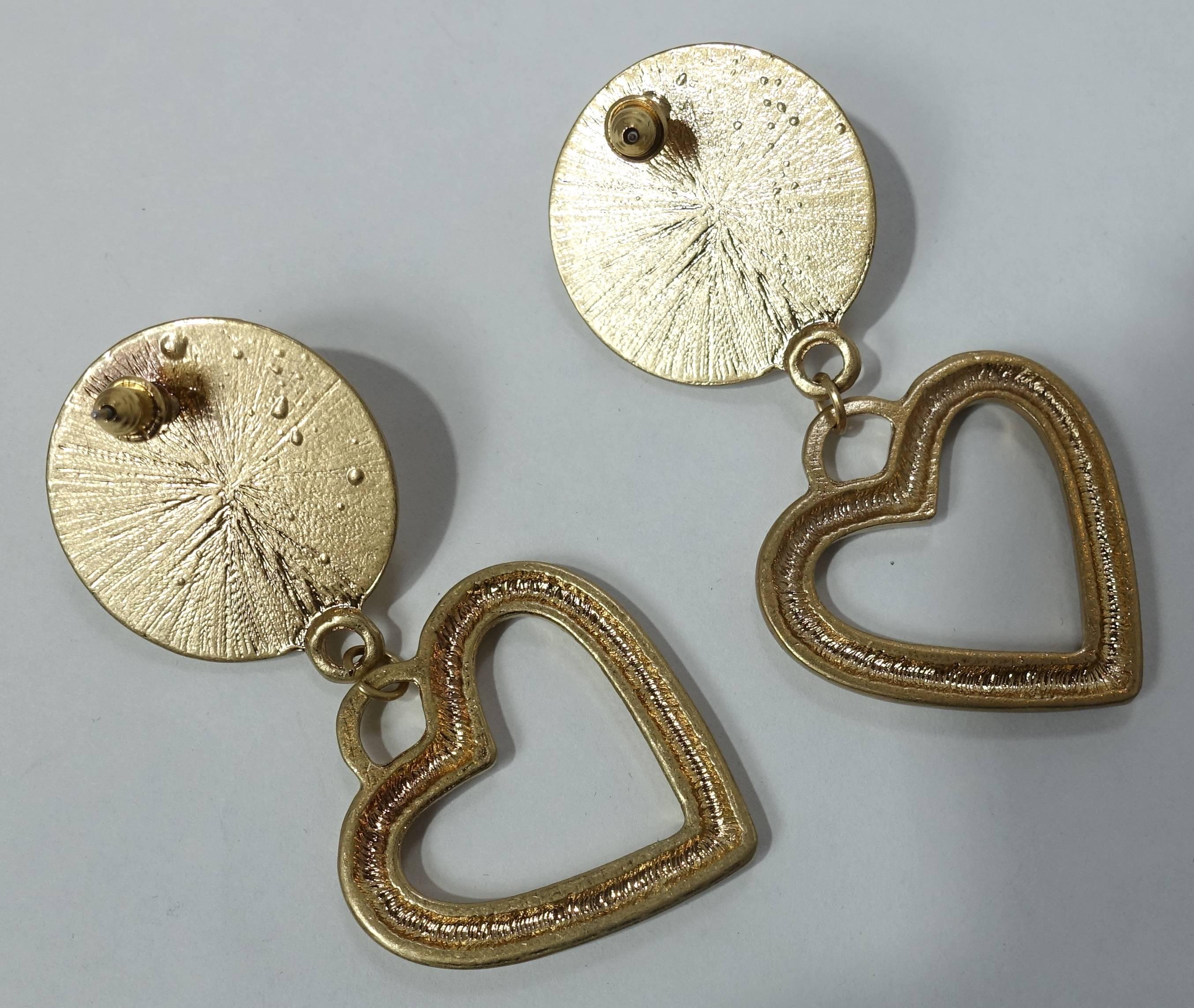 Moschino Vintage Signed Bijoux Heart Pierced Earrings at 1stDibs