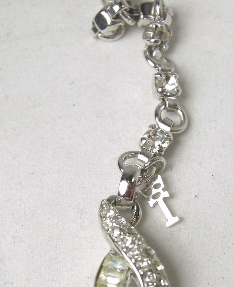 Vintage Signed Trifari 1950s Braided Rhinestone Necklace For Sale at ...