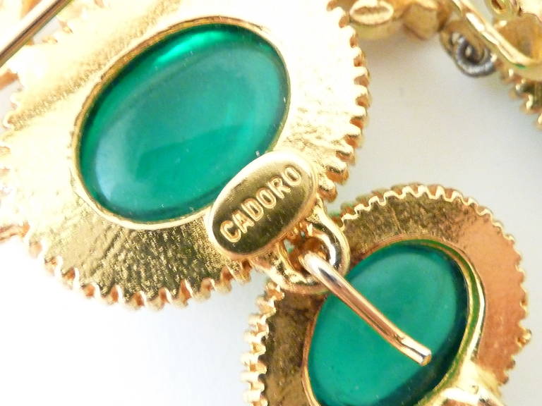 Vintage Signed Cadoro Pin/Pendants and Earrings Set For Sale at 1stDibs