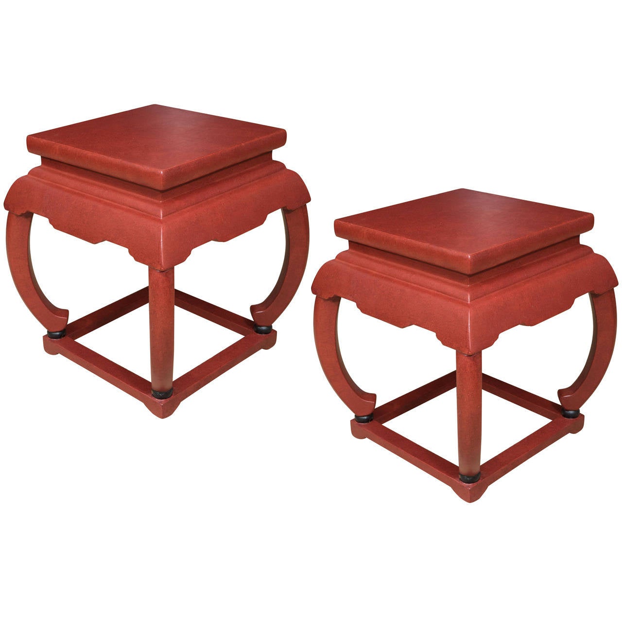 Pair of Red Lacquered Vintage Tables at 1stDibs